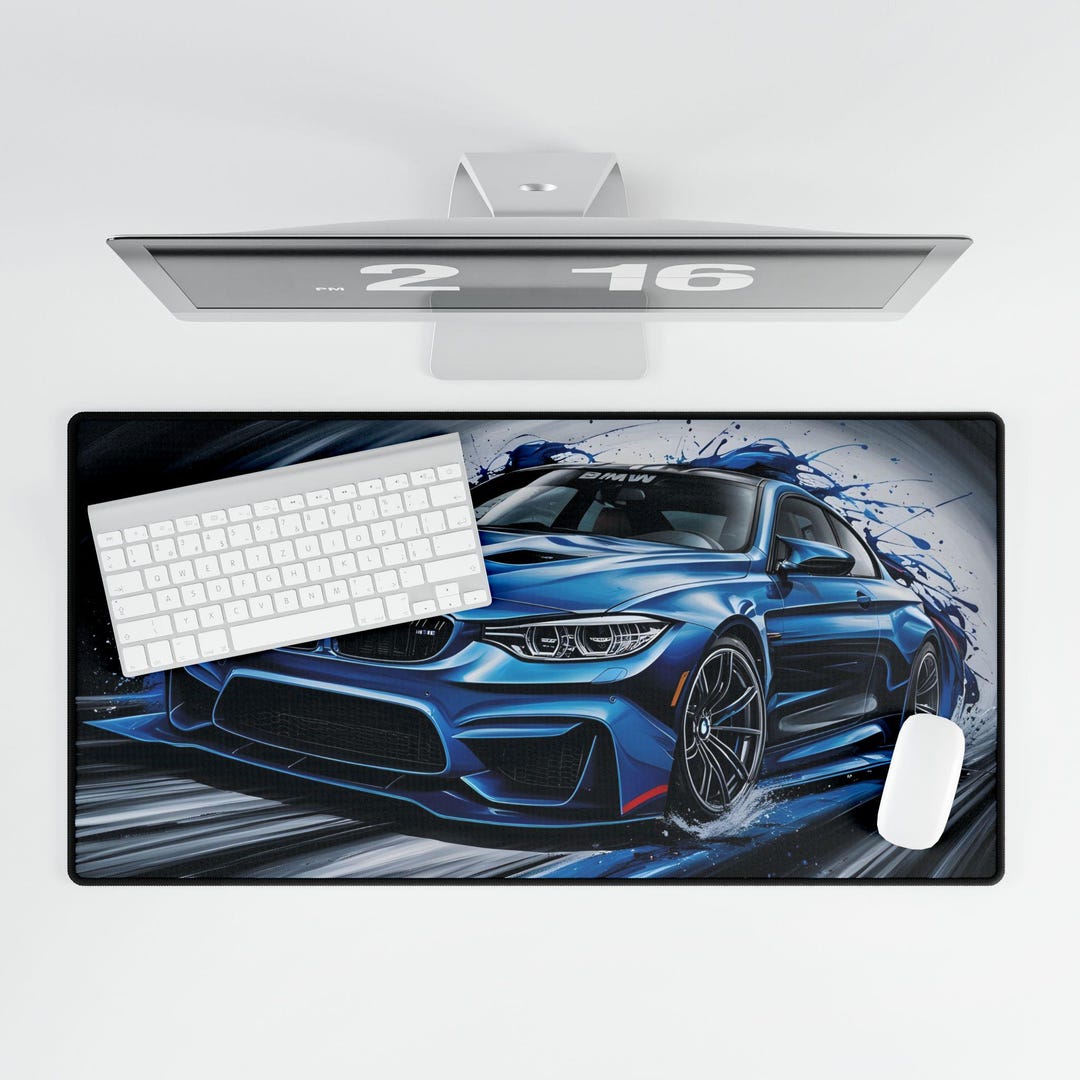 BMW M4 Car Mousepad Desk Mat, Fast Car Design Office Decor Gift, Blue ...