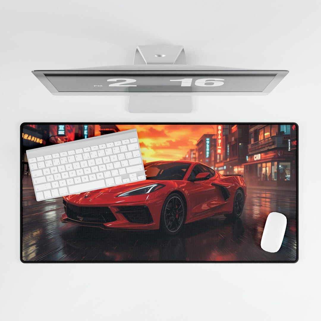 Red Chevy Corvette Desk Mat: Vibrant Sports Car Mousepad - Etsy