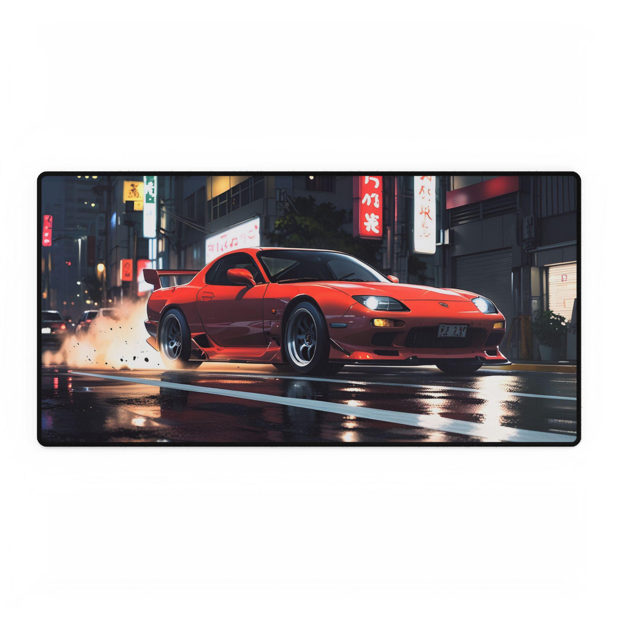 Mazda RX7 Desk Mat, Anime Tokyo Drift Mousepad, Bright Colors, Cool ...