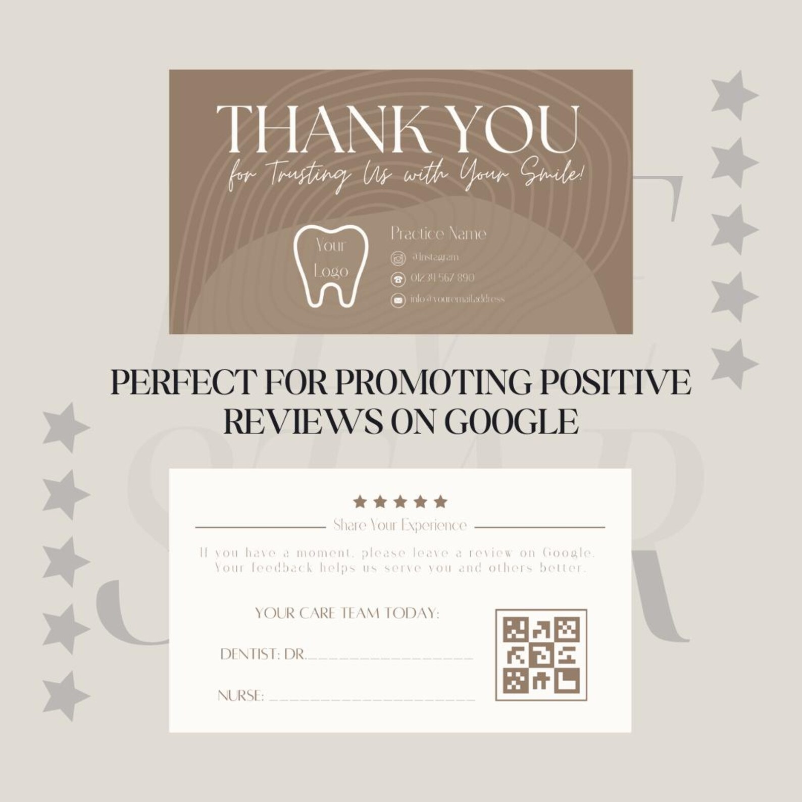 Editable Review Card Template | Dentistry Google Review Card | Thank ...