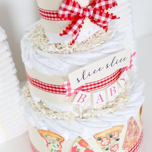 Pizza Baby Shower Diaper Cake, Slice Slice Baby Centerpiece, Baby Boy ...