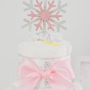 Pink Snowflake Baby Shower Diaper Cake Little Snowflake - Etsy