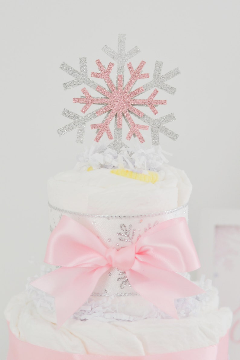 Pink Snowflake Baby Shower Diaper Cake Little Snowflake - Etsy