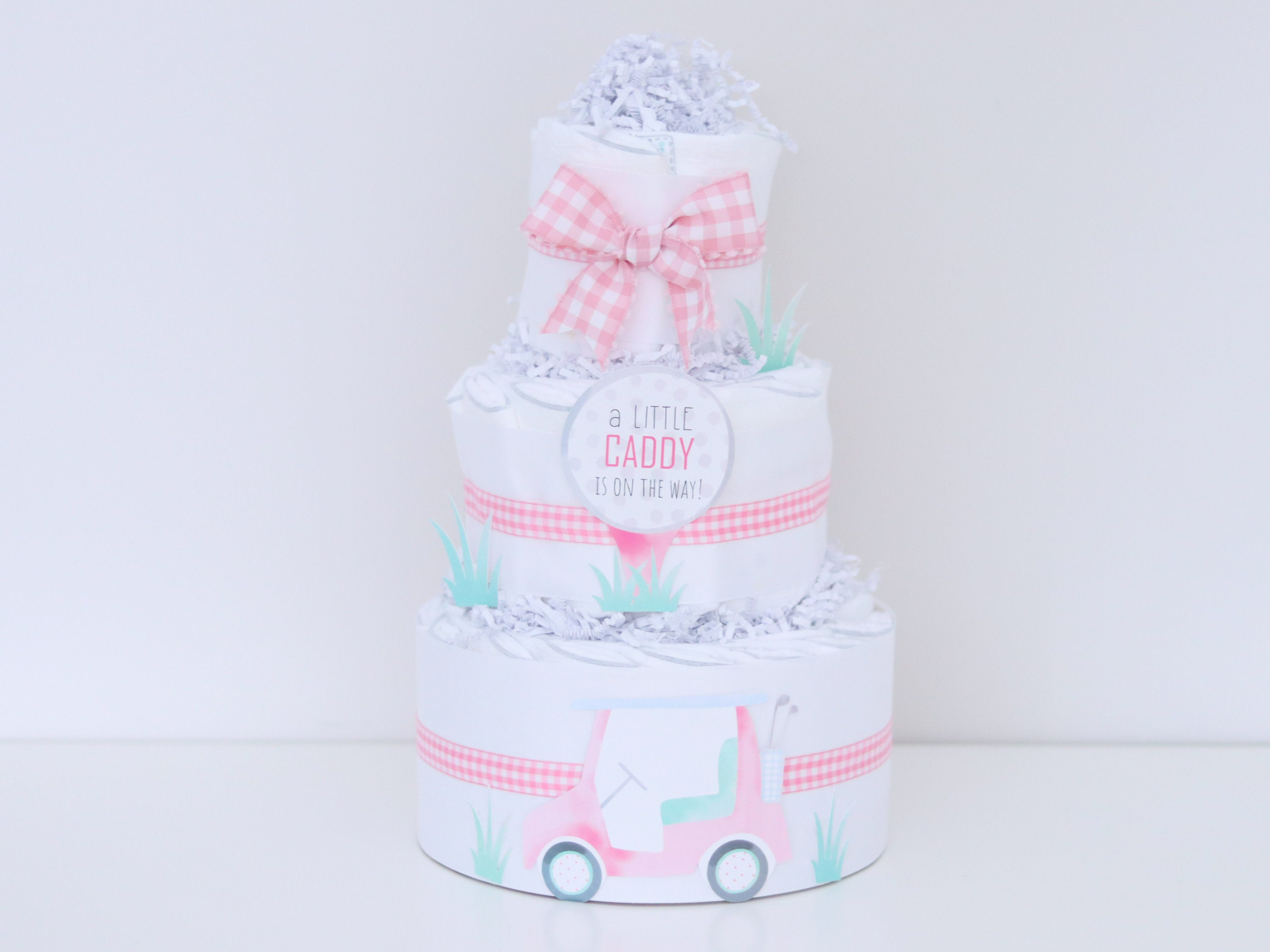 Pink Golf Baby Shower Diaper Cake, Baby Girl Gift, Daddy's Little Caddy ...