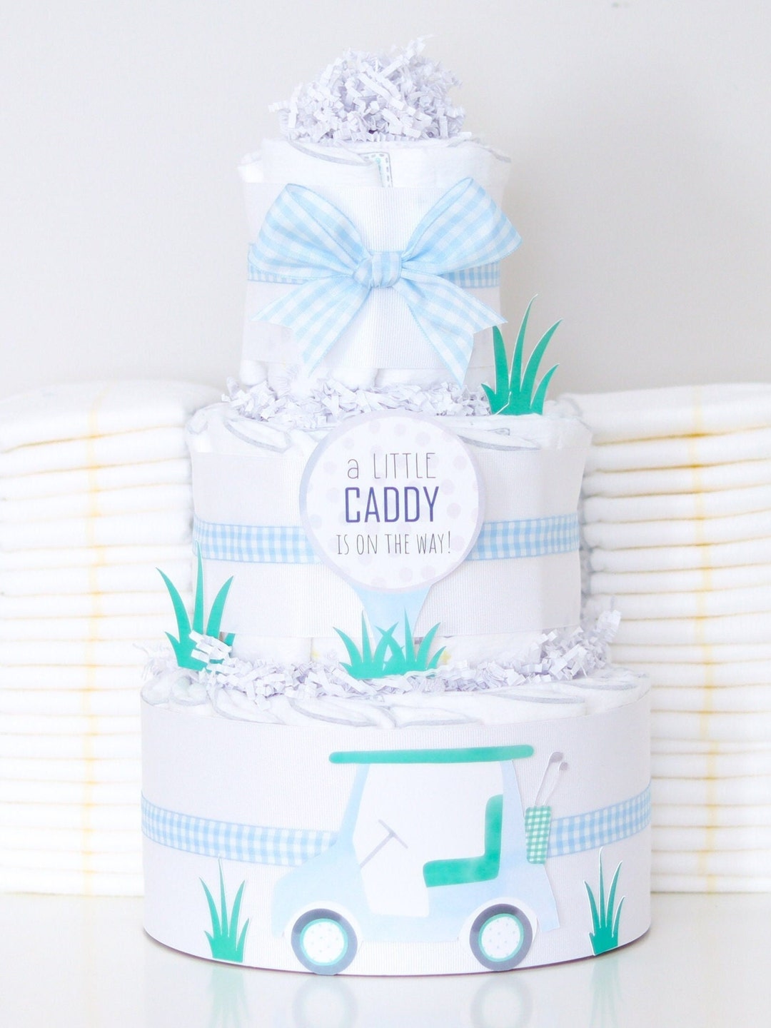 Golf Baby Shower Diaper Cake, Baby Boy Gift, Daddy's Little Caddy ...