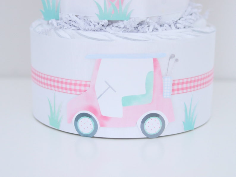 Pink Golf Baby Shower Diaper Cake, Baby Girl Gift, Daddy's Little Caddy ...