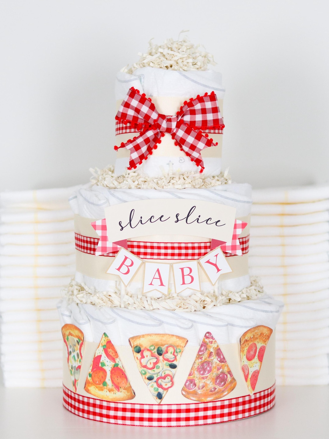 Pizza Baby Shower Diaper Cake, Slice Slice Baby Centerpiece, Baby Boy ...