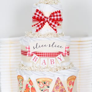 Pizza Baby Shower Diaper Cake, Slice Slice Baby Centerpiece, Baby Boy ...