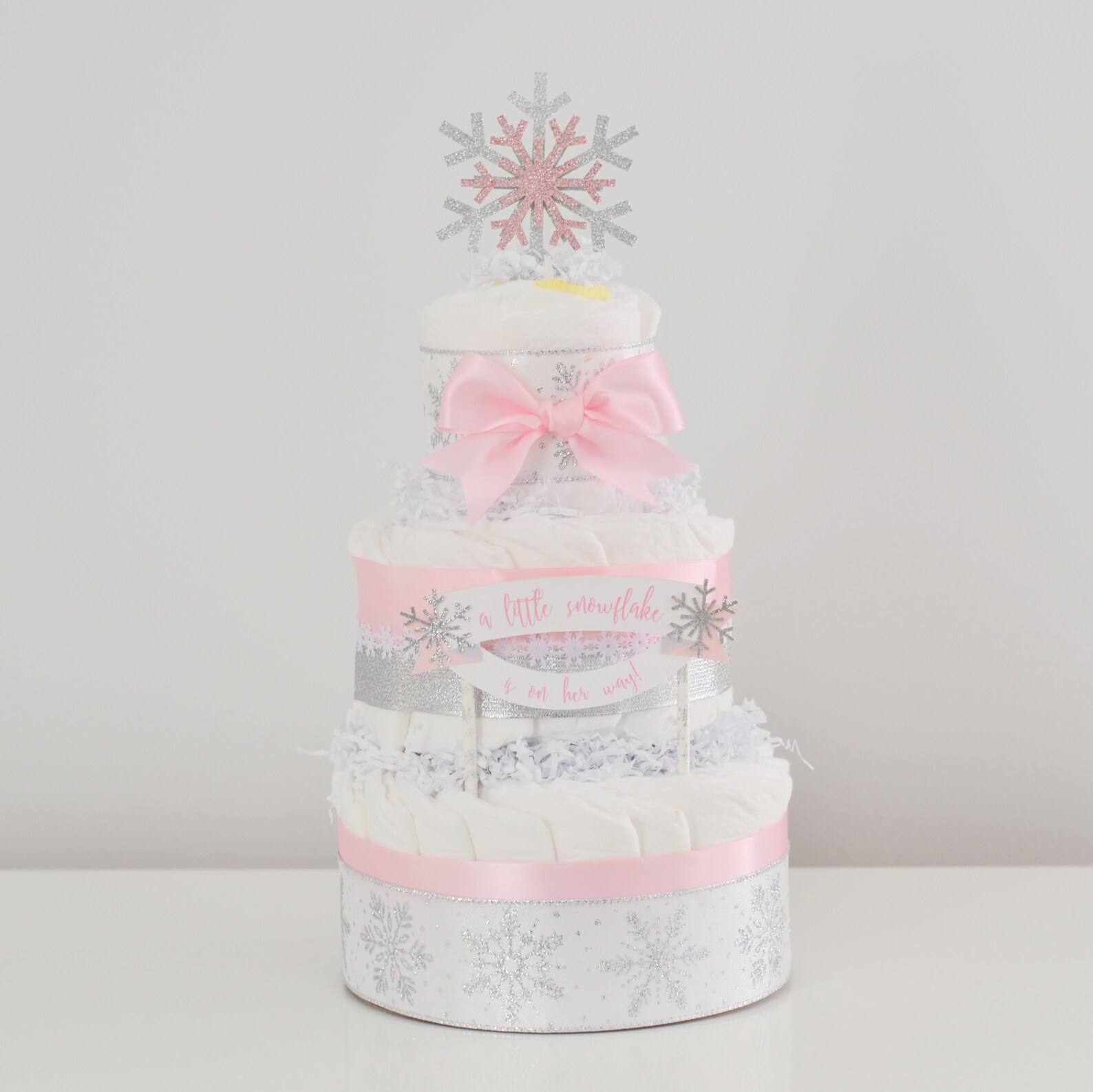 Pink Snowflake Baby Shower Diaper Cake Little Snowflake - Etsy