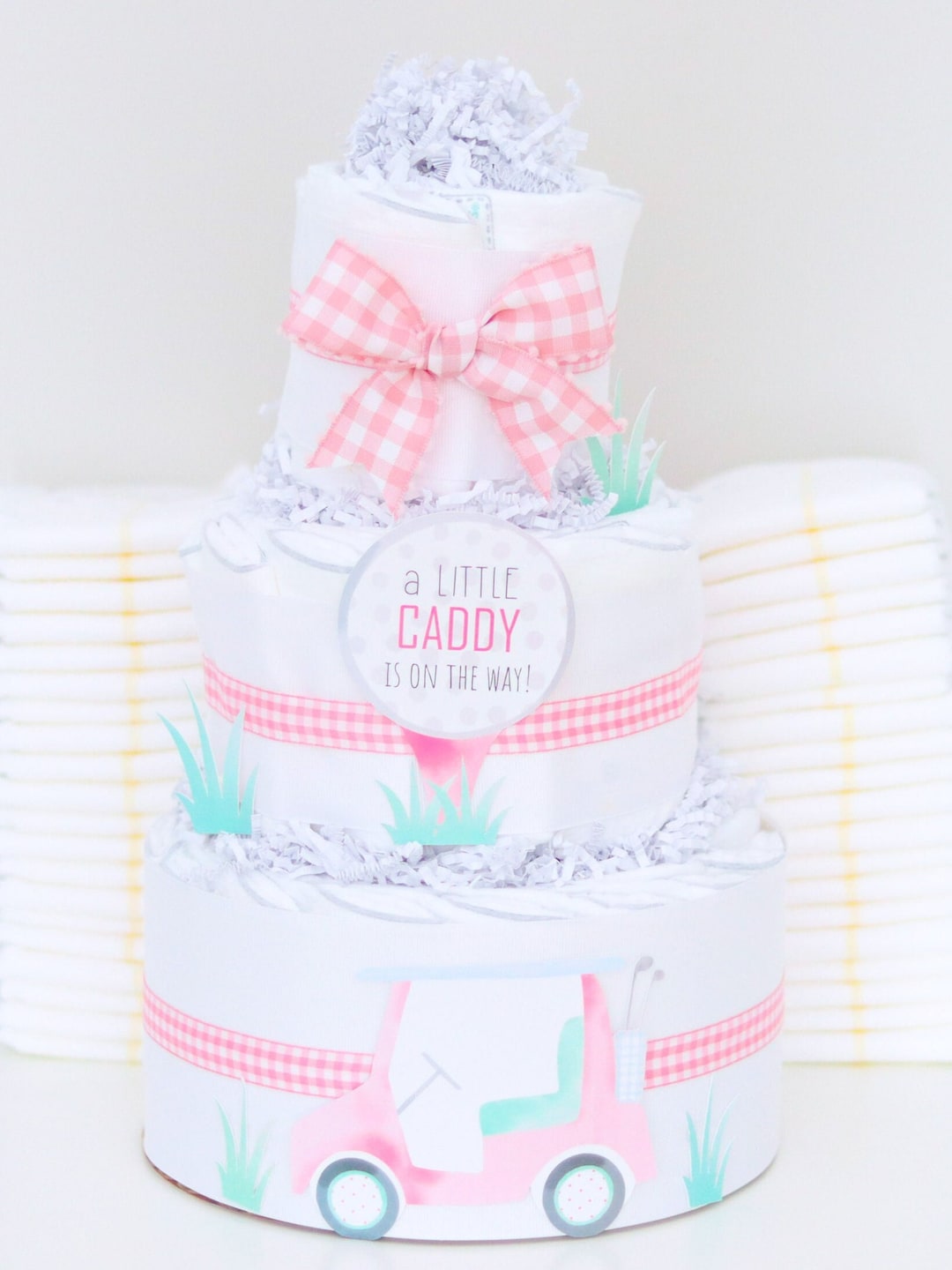 Pink Golf Baby Shower Diaper Cake, Baby Girl Gift, Daddy's Little Caddy ...