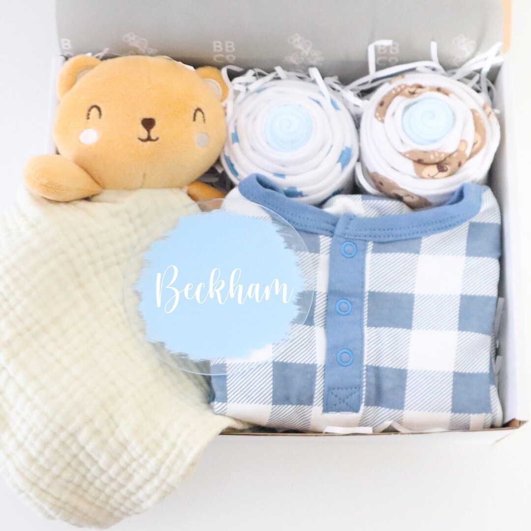 Baby Boy Gift Box, Bear Baby Shower Gift, Newborn Baby Gift, Bear Baby ...