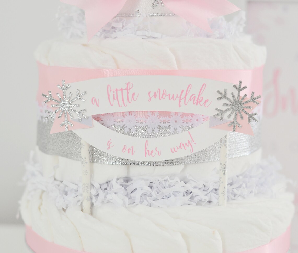 Pink Snowflake Baby Shower Diaper Cake Little Snowflake - Etsy