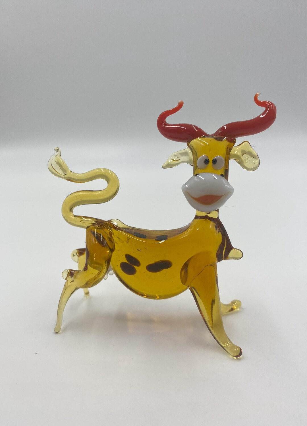 Glass Cow Figurine, Glass Animal Figurines, Handmade, Collectibles ...