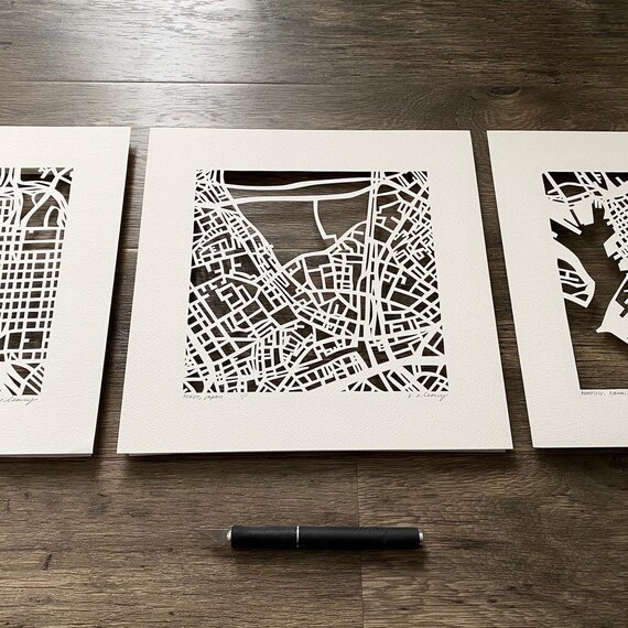 Tokyo Japan Hand Cut Map ORIGINAL Artwork 10x10 | Etsy