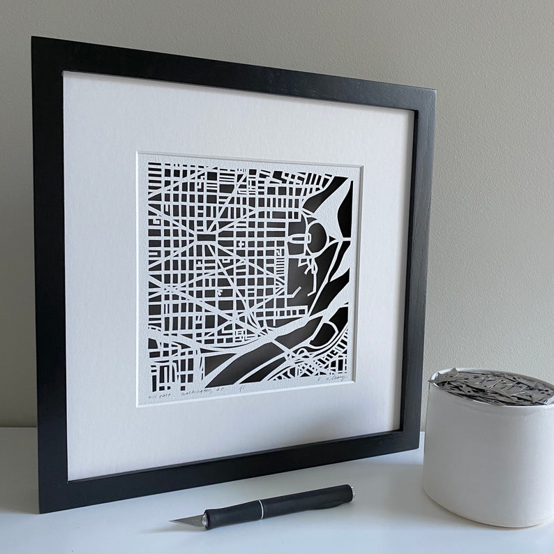 Washington DC Neighborhood Hand Cut Map Original Artwork | Etsy