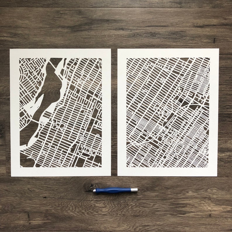 Custom Hand Cut Map Artwork 11x14 | Etsy