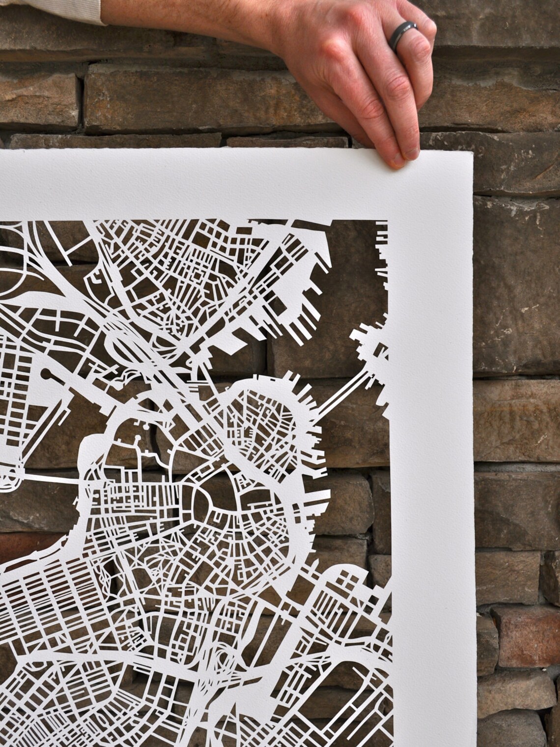 Boston Hand Cut Map Original Art 22x30. | Etsy