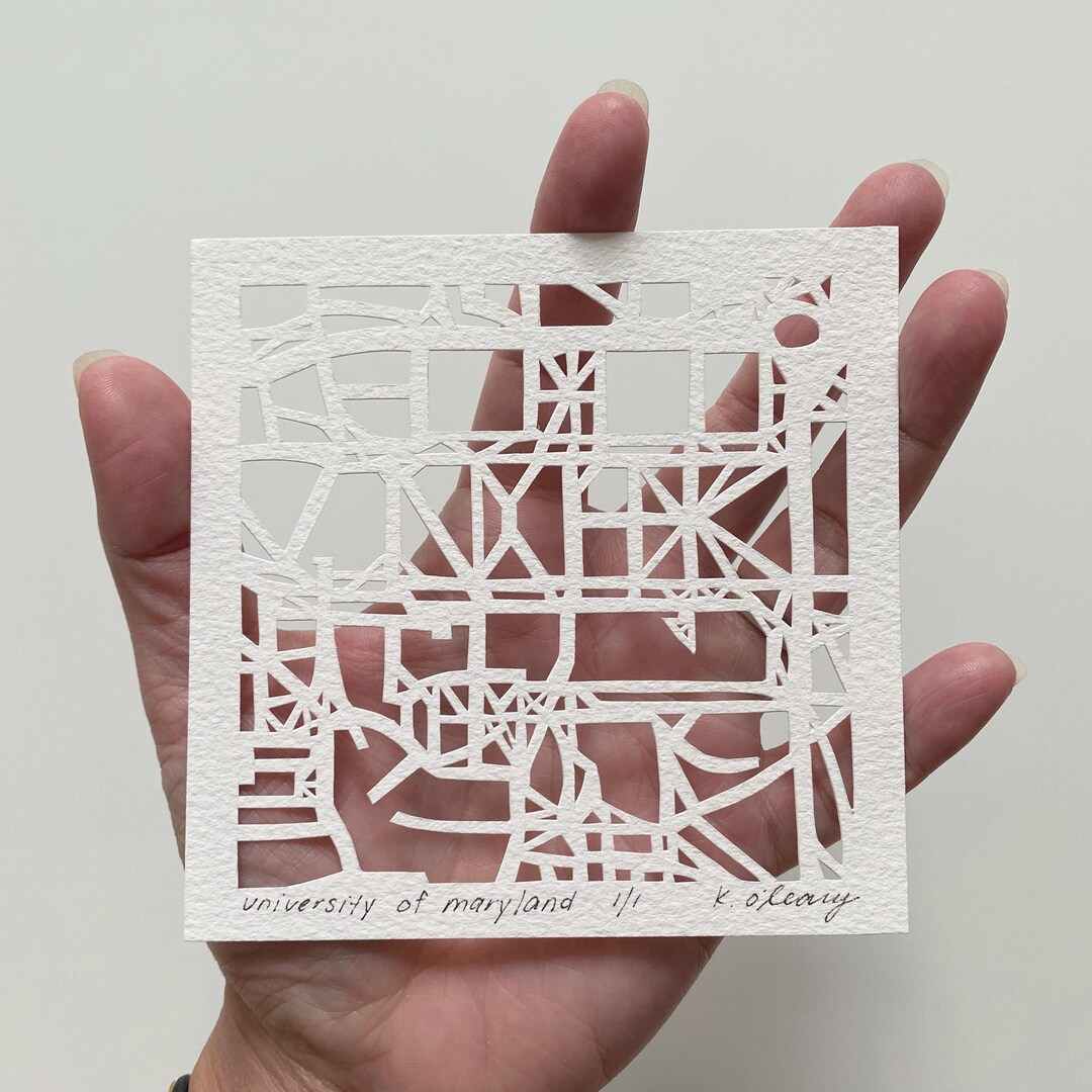 University of Maryland Hand Cut Map Artwork, 4x4 - Etsy