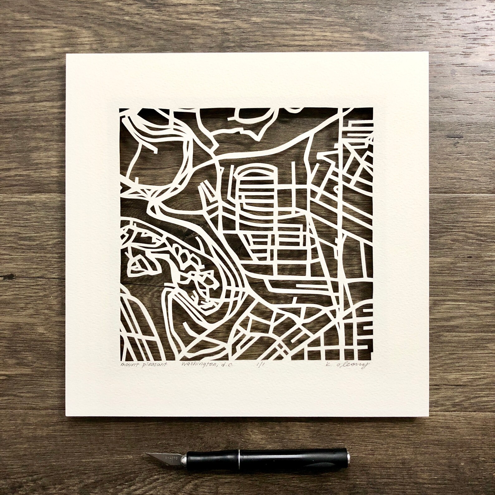 Washington DC Neighborhood Hand Cut Map Original Artwork | Etsy