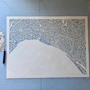 Paris, France Hand Cut Map Original Artwork, 22"x30" - Etsy UK