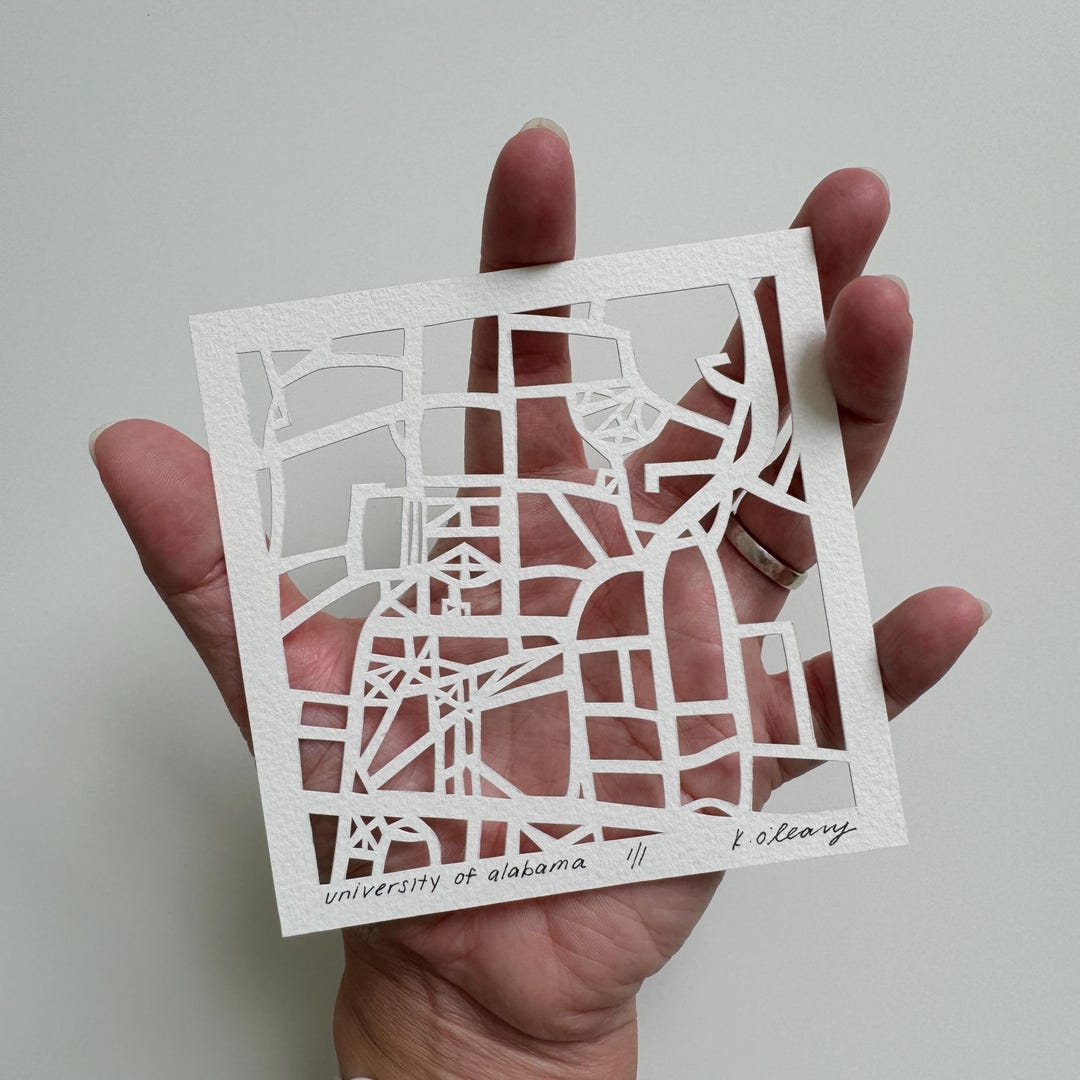 Auburn or University of Alabama Hand Cut Map Artwork, 4x4 - Etsy