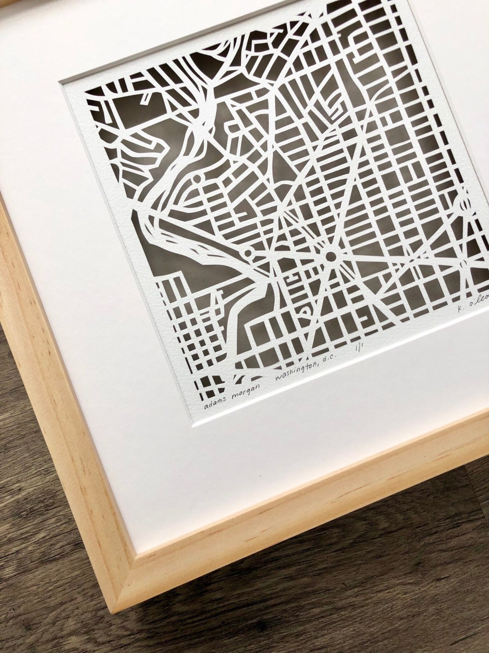 Washington DC Neighborhood Hand Cut Map Original Artwork | Etsy