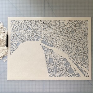 Paris, France Hand Cut Map Original Artwork, 22"x30" READY to SHIP - Etsy