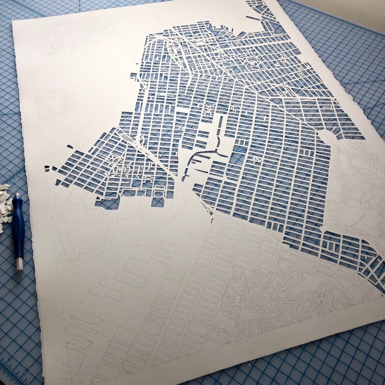 Brooklyn, NY Hand Cut Map Original Artwork, 22x30 - Etsy