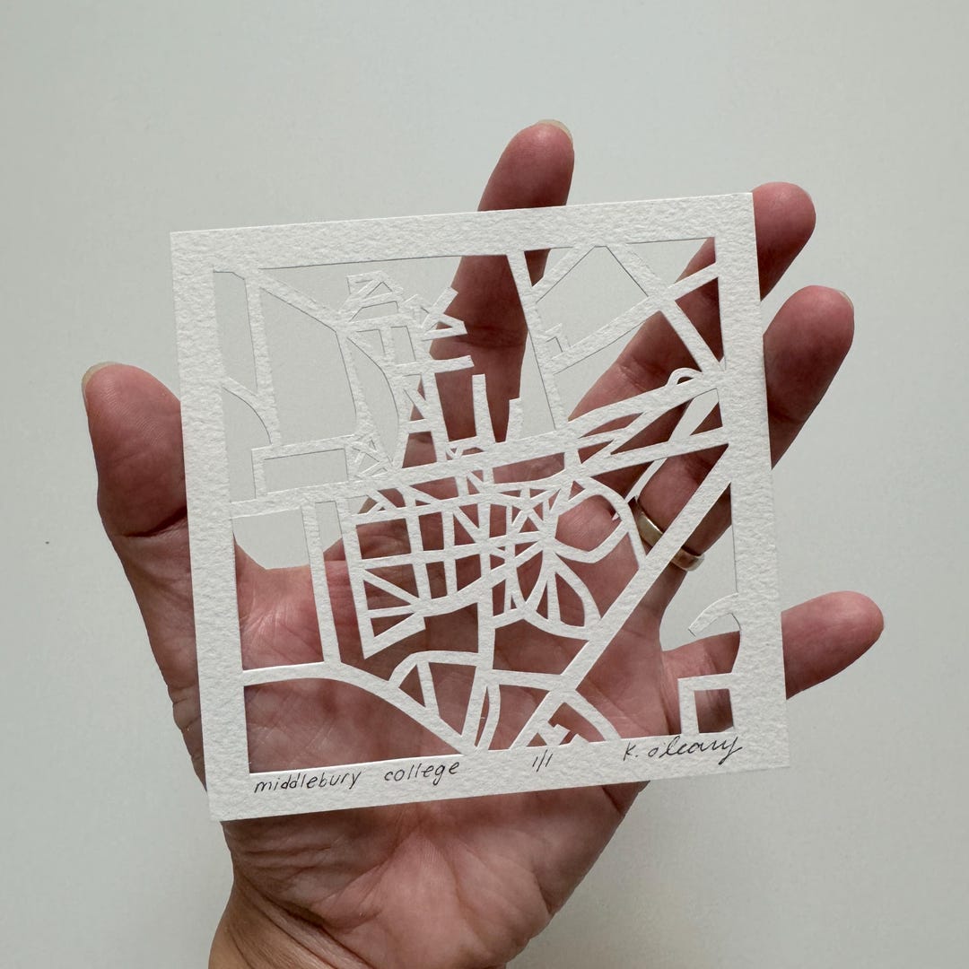 Middlebury College Hand Cut Map Artwork, 4x4 - Etsy