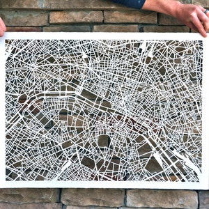 Paris, France Hand Cut Map Original Artwork, 22"x30" READY to SHIP - Etsy