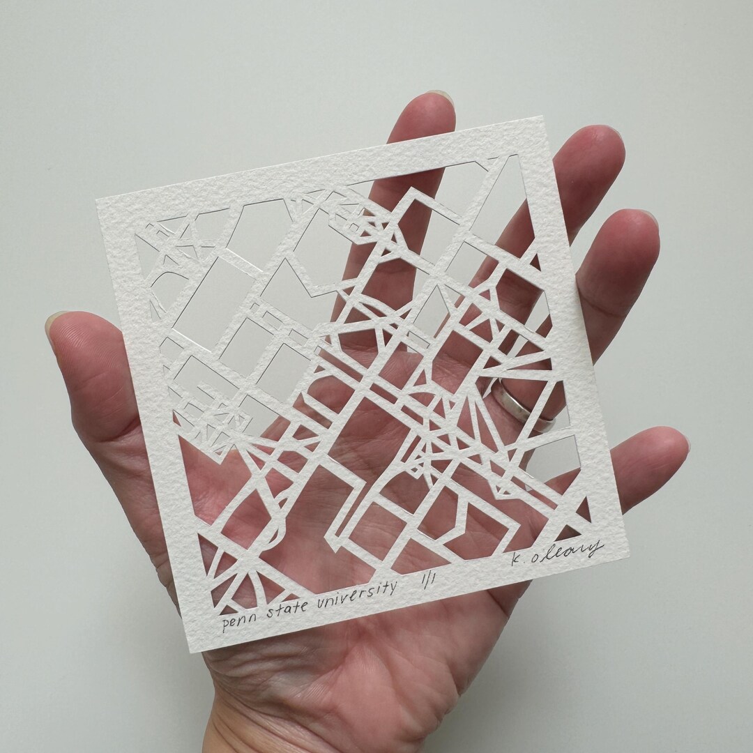 Penn State University Hand Cut Map Artwork, 4x4 - Etsy