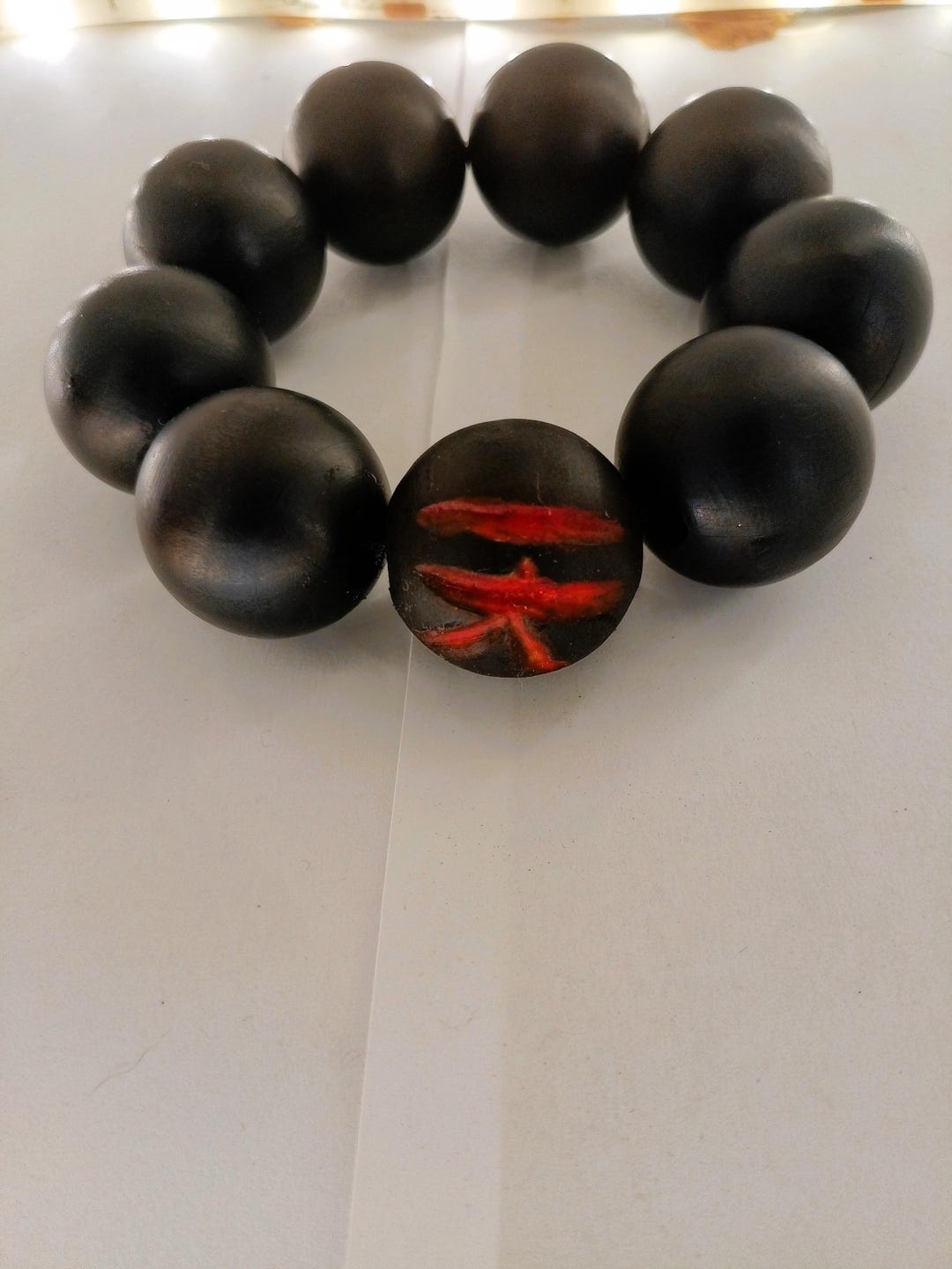 30mm Black Akuma Style Monk Beaded Bracelets,stretch to Fit Engraving ...