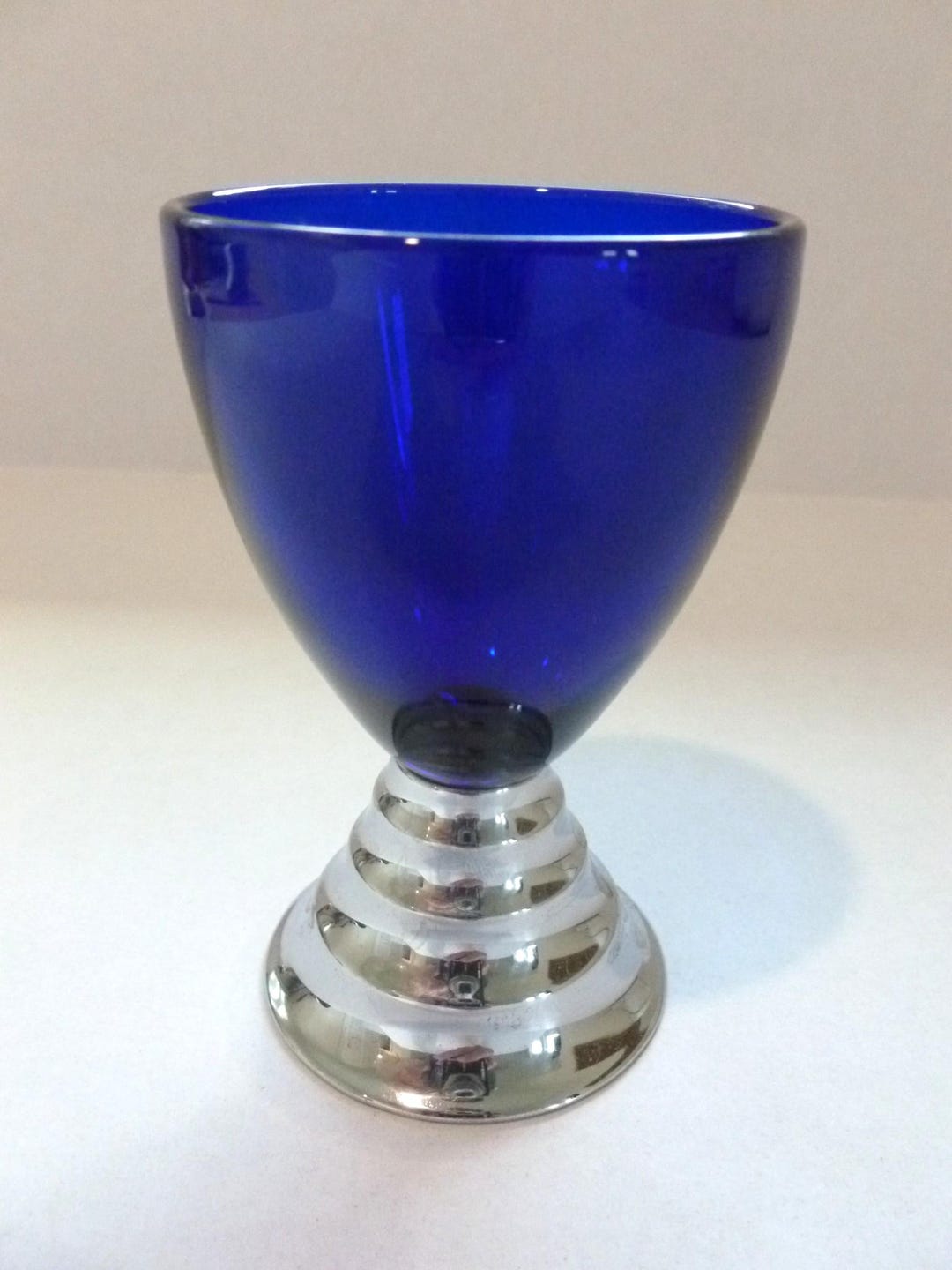 1 Chase Art Deco Cobalt Blue and Chrome Skyscraper Cocktail Glass ...