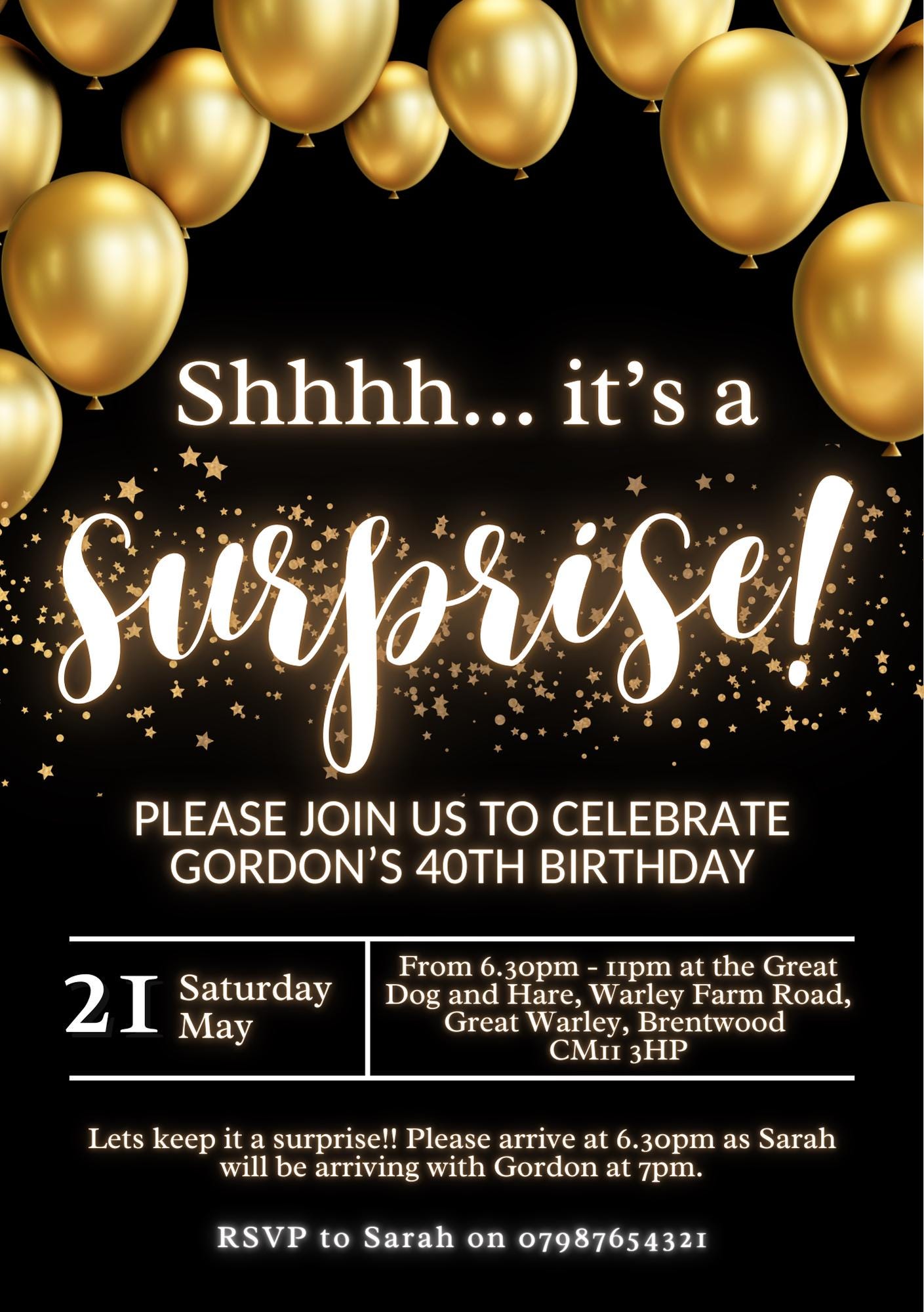 Shhh... Surprise Editable Birthday Party Adult Invitation Any Age for ...