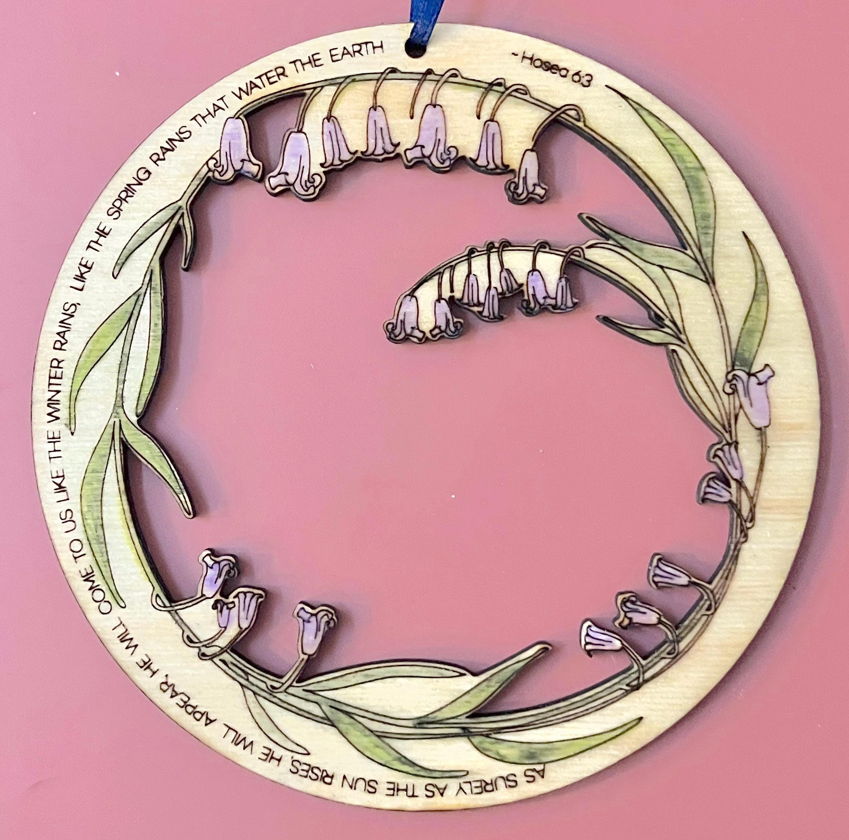 Bible Verse Handpainted Laser Cut Wooden Ornament - Bluebell Wreath ...