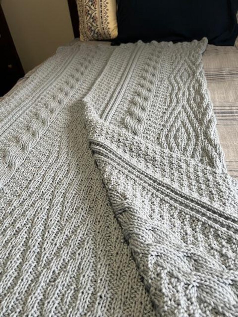 Knitting Pattern for Reversible Diamond Panel Blanket - Etsy