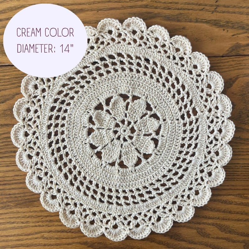 Handmade Crochet Cotton Doily: Tea Rose Pattern, Home Decor - Etsy