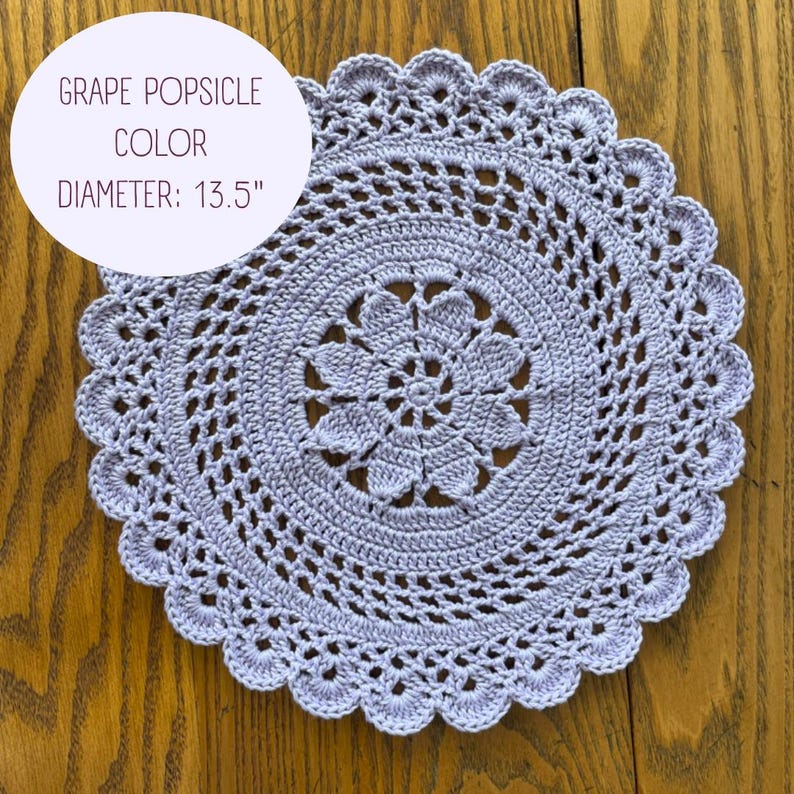 Handmade Crochet Cotton Doily: Tea Rose Pattern, Home Decor - Etsy