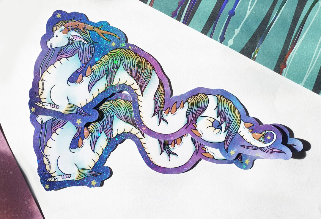 Holographic Dragon Sticker Set of Two, Cute Sparkle Dragon Stickers for ...