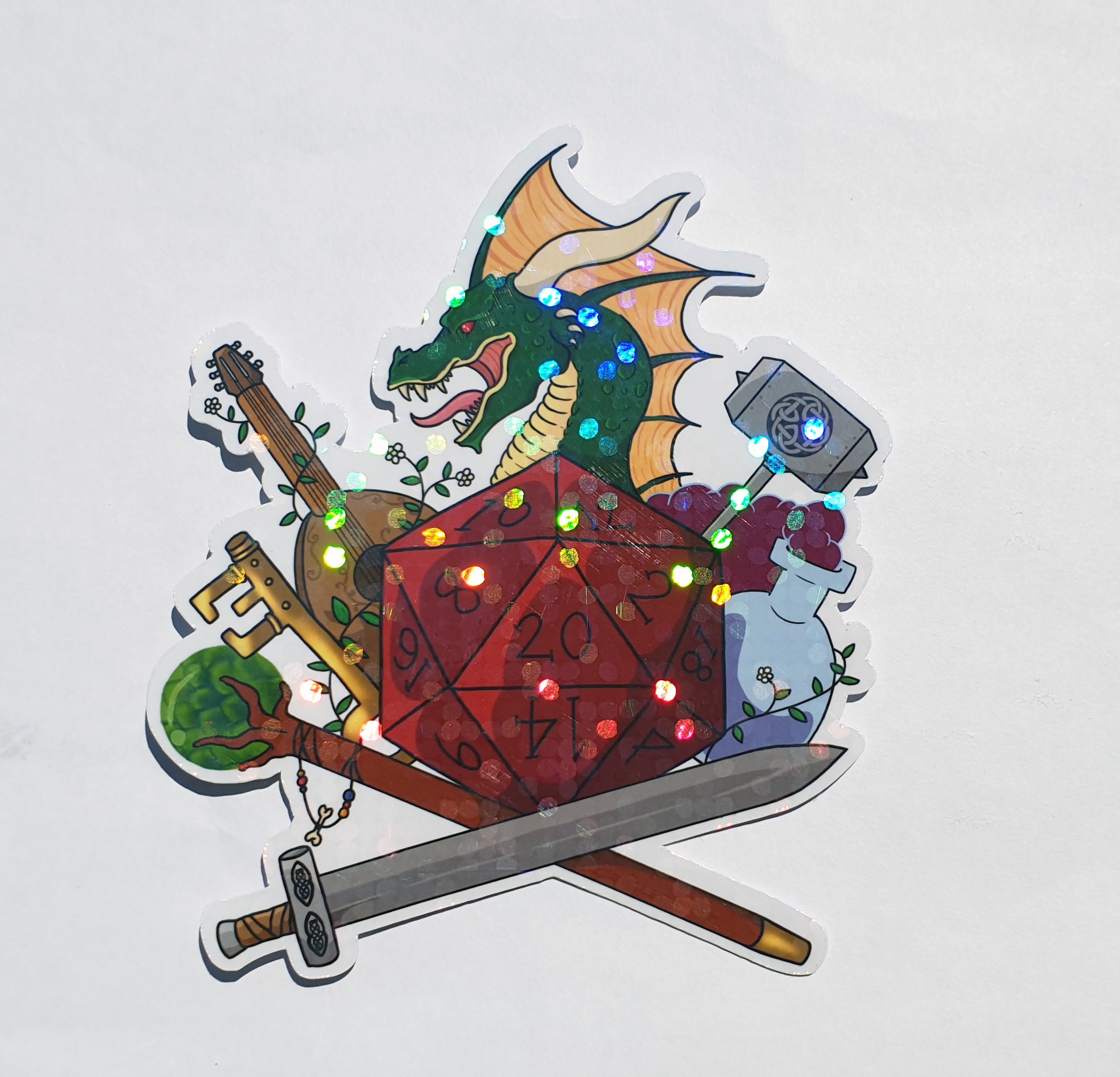 RPG table top dice game sticker D20 holographic sticker | Etsy