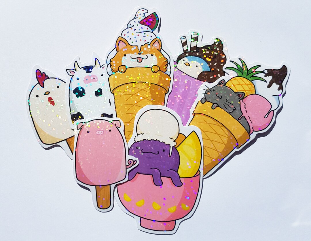 Ice Cream Animal Stickers Cute Sticker Set Kawaii Stickers - Etsy