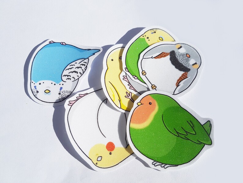 Cute Glitter Bird Stickers Kawaii Sticker Set Budgie - Etsy