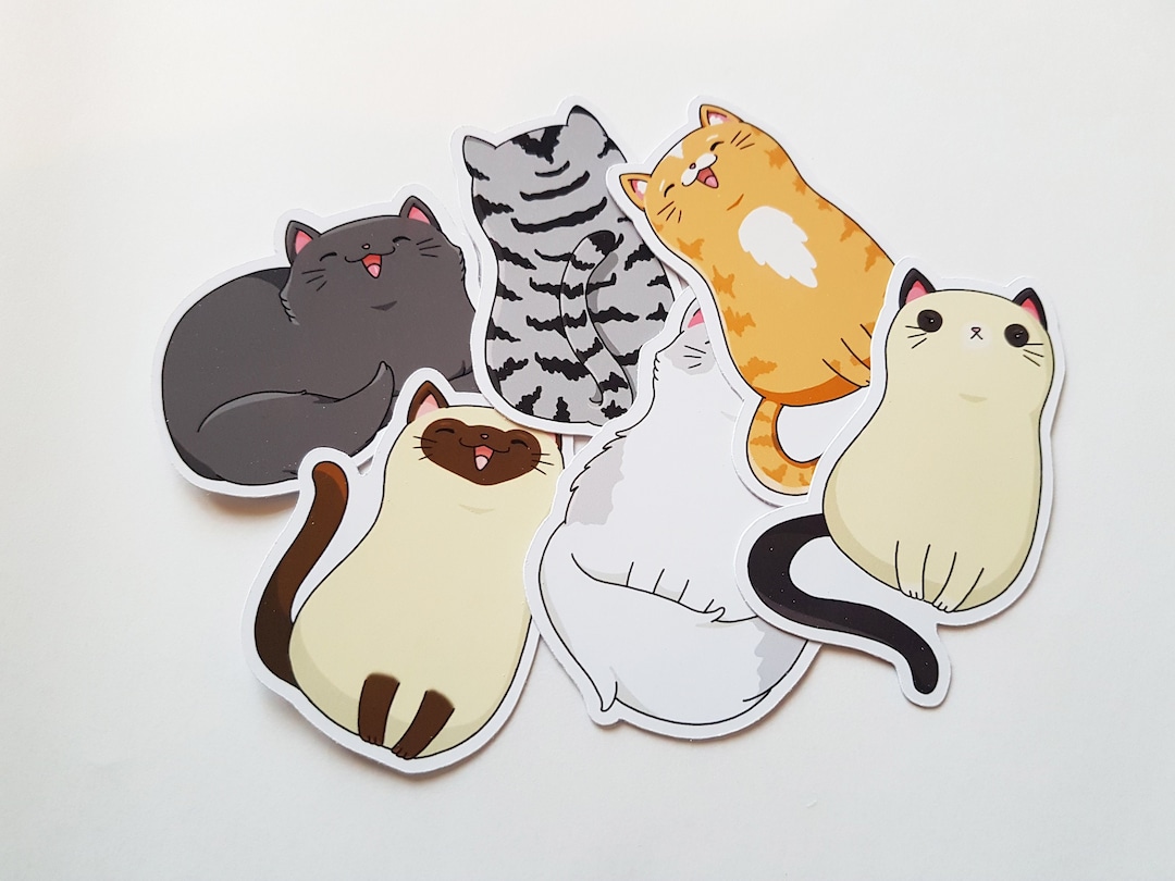 Cat Stickers, Kawaii Cats, Cute Sticker Set, Planner or Journal ...