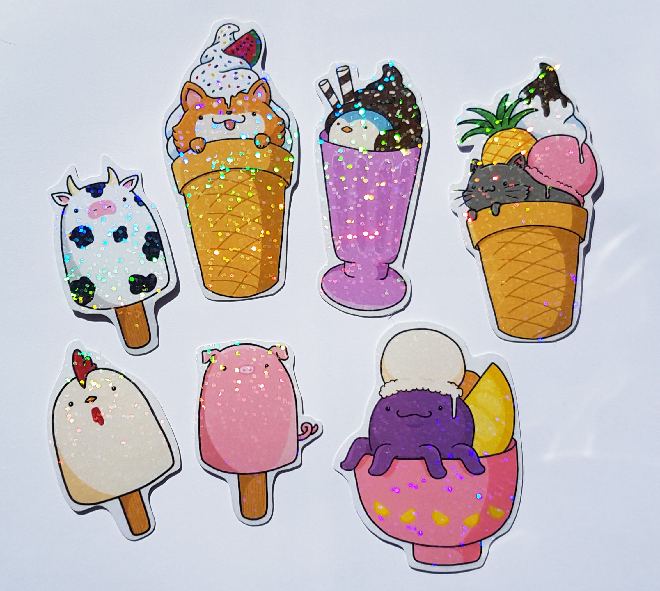 Paper Sets Ice Cream Animals Sticker Sheet Colorful Ice Cream Animals ...