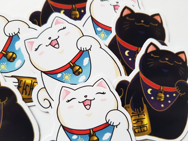 Lucky Cat Sticker Set Cute Sticker Set Neko Stickers | Etsy UK
