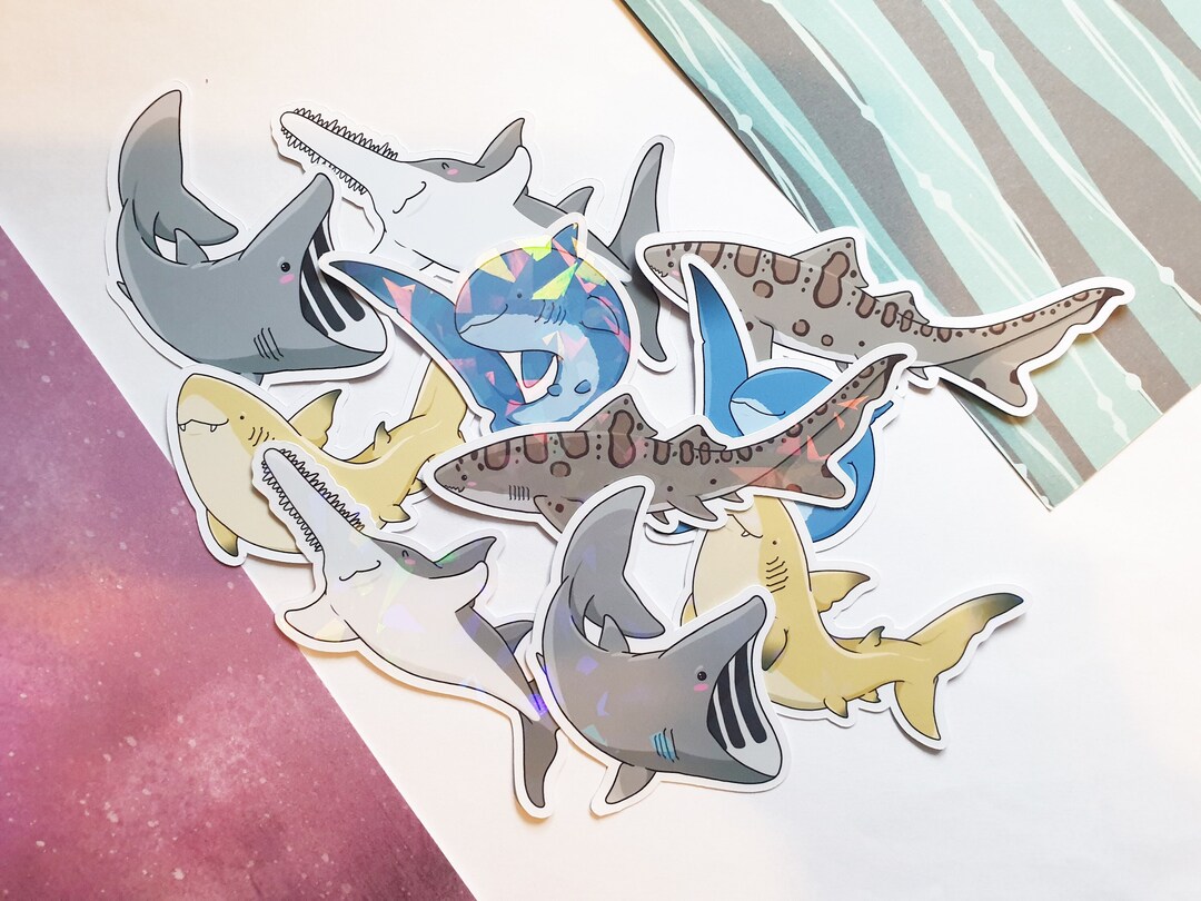 Shark Sticker Set of 10, Hand Drawn Cute Shark Designs for Planners ...