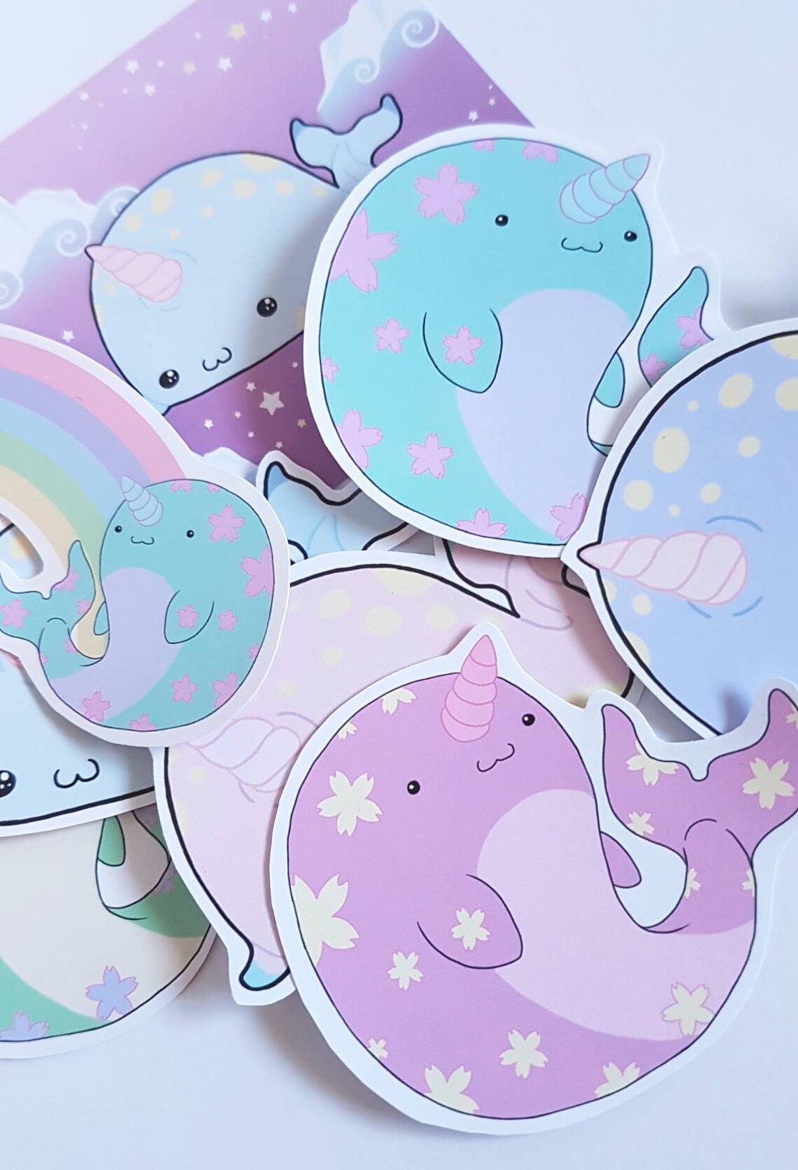 Cute Narwhal Sticker Set Kawaii Narwhal Stickers Cute | Etsy UK