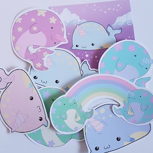Cute Narwhal sticker set kawaii narwhal stickers cute | Etsy
