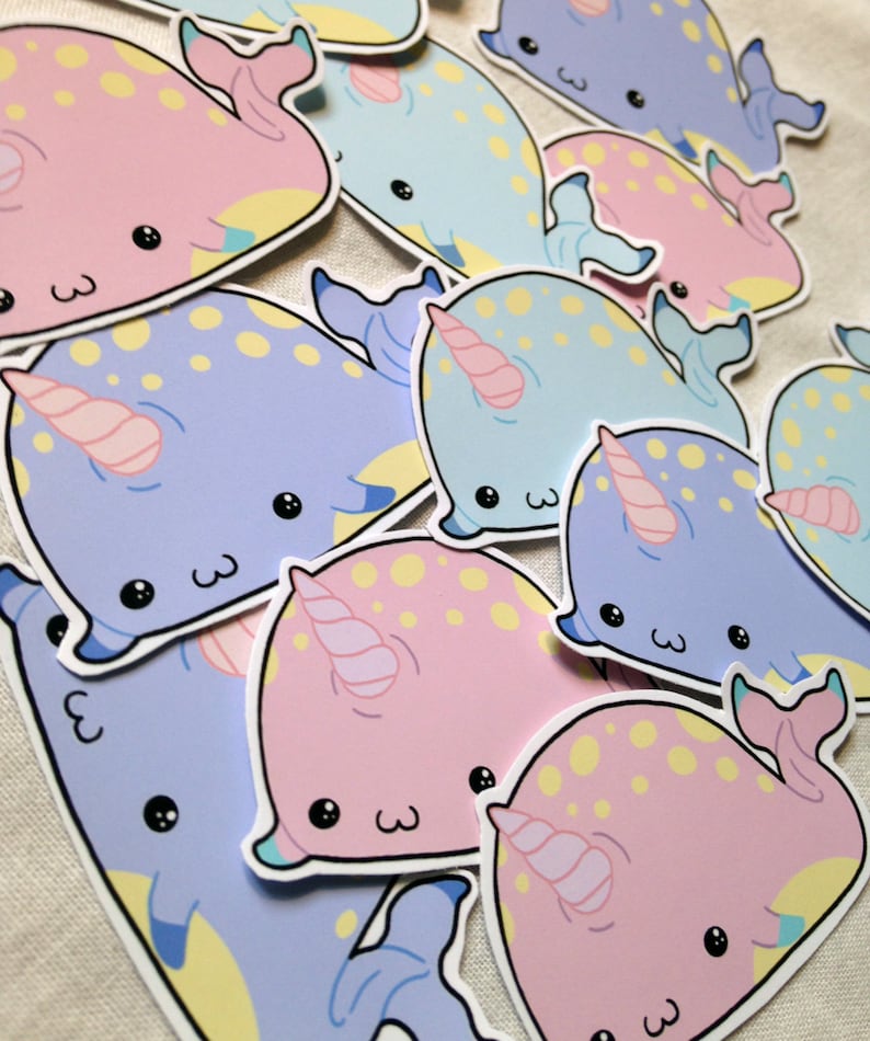 Narwhal Sticker Set Cute Narwhal Cute Stickers Kawaii - Etsy