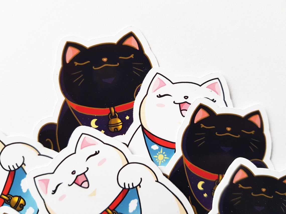 Lucky Cat Sticker Set Cute Sticker Set Neko Stickers | Etsy UK